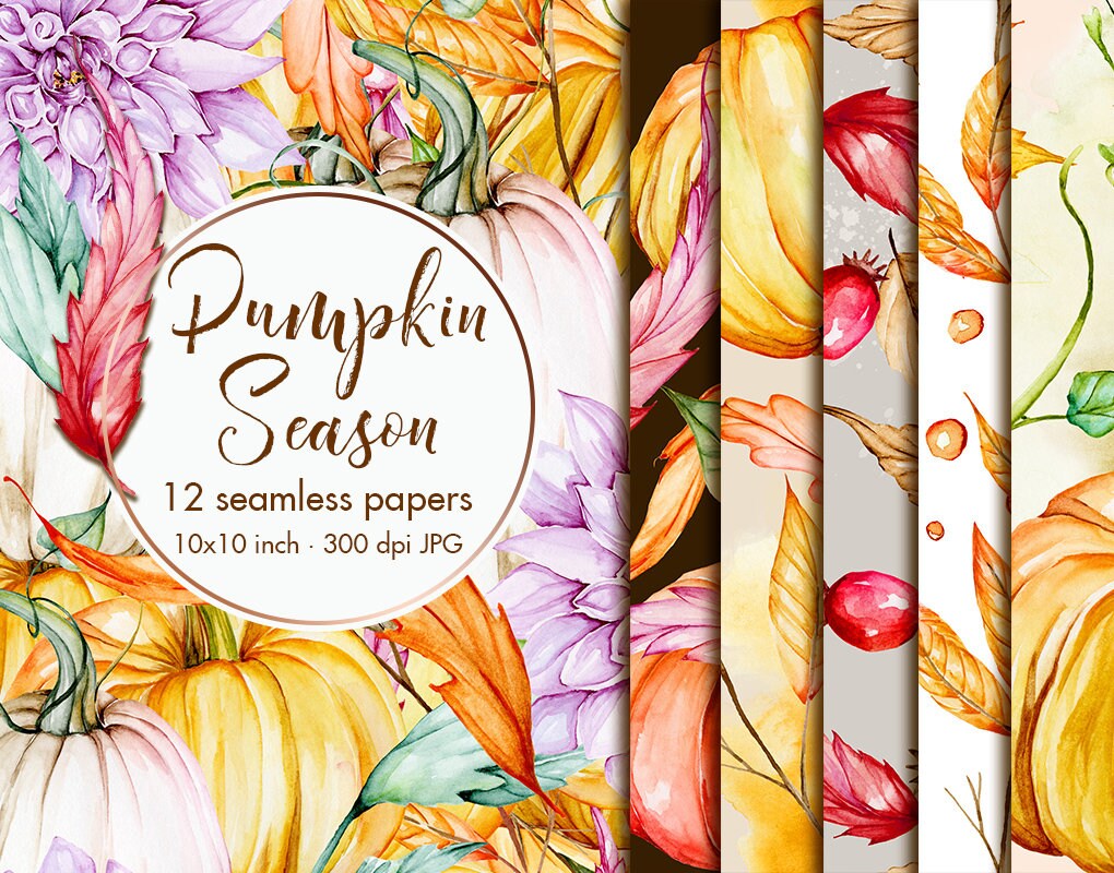 Autumn Seamless Digital Paper Pumpkin Paper Seamless - Etsy