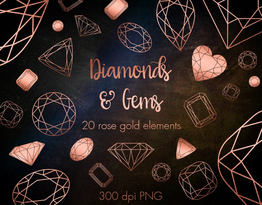 Rose Gold Diamonds Clipart, Rose Gold Gems Clipart, Diamonds Clip Art ...
