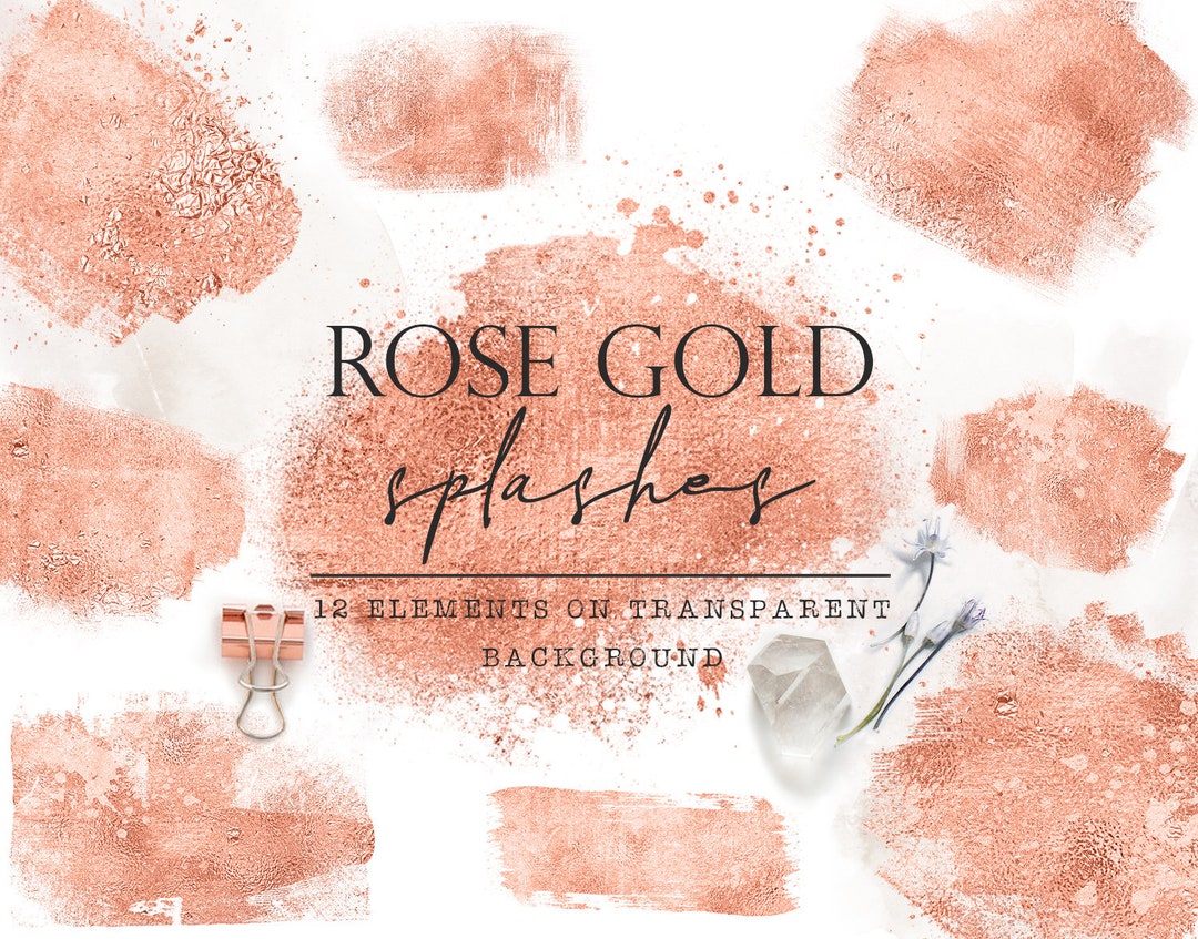 Aged Rose Gold Splashes Clipart, Brush Strokes Clipart, Design Elements ...