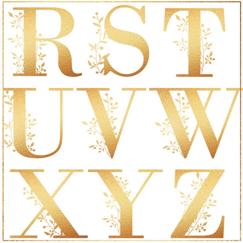 Gold Monogram Alphabet Clipart, Gold Font, Gold Wedding Alphabet, Gold ...