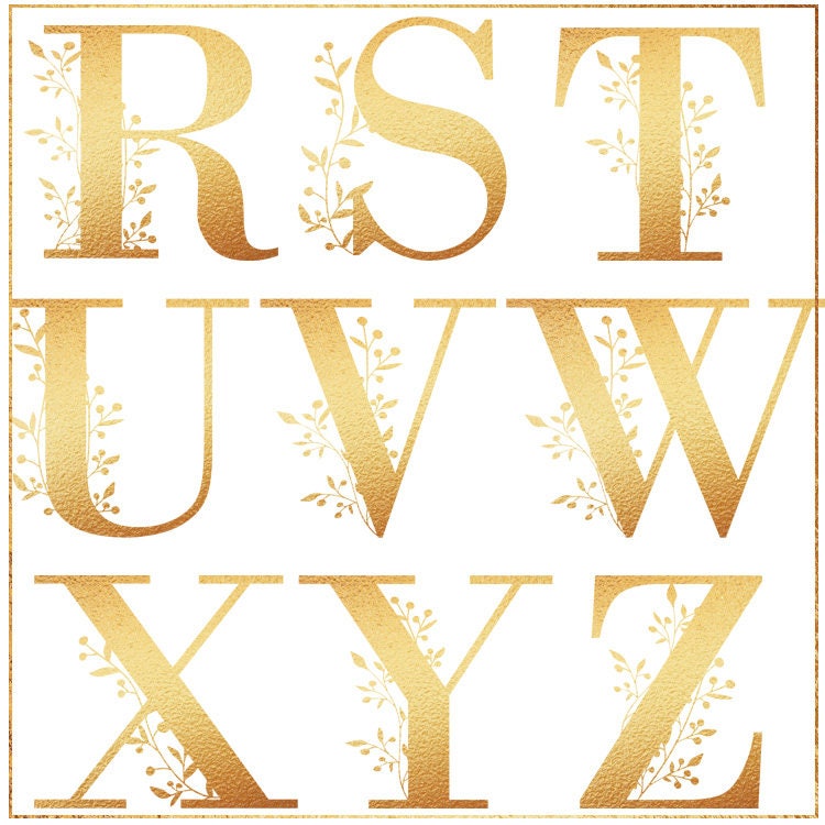 Gold Monogram Alphabet Clipart Gold Font Gold Wedding - Etsy