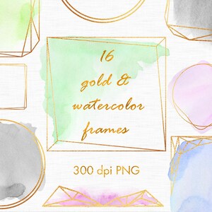 Gold Watercolor Frames Clipart, PNG Overlays (digital Download) - Etsy