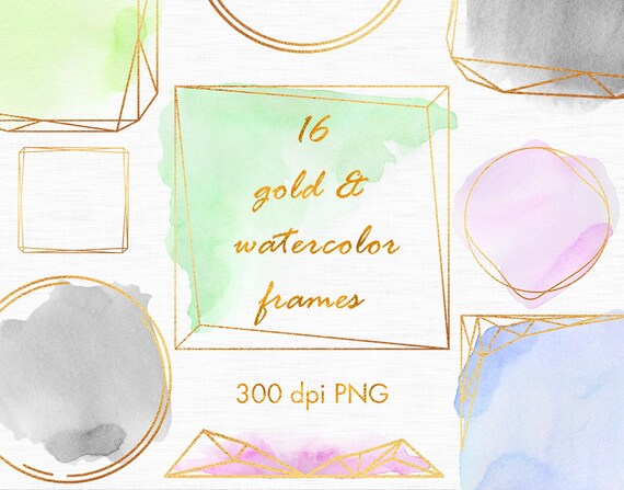 Gold watercolor frames clipart Gold frames clip art Gold | Etsy