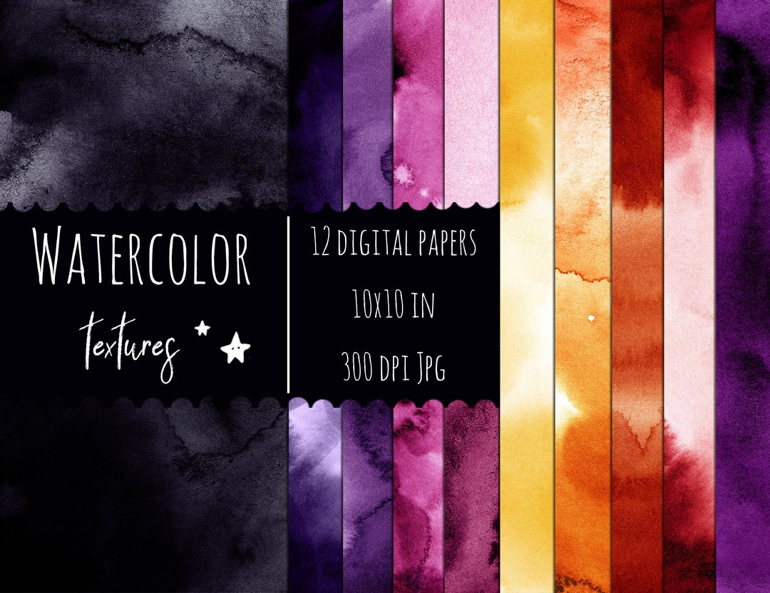 Halloween Digital Paper Pack, Watercolor Textures, Watercolor Paper ...