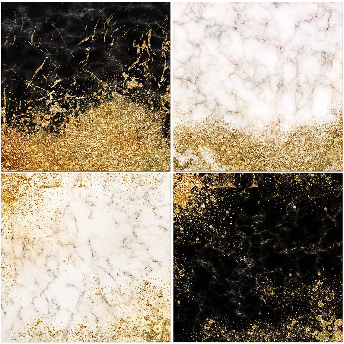 Gold and Marble Digital Paper, Paper Pack, Gold and Black Papers, Gold ...
