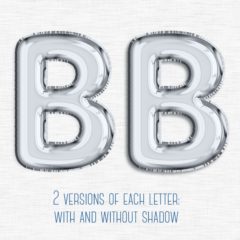 Silver Balloon Alphabet Clip Art, Silver Balloons, Silver Foil Alphabet ...