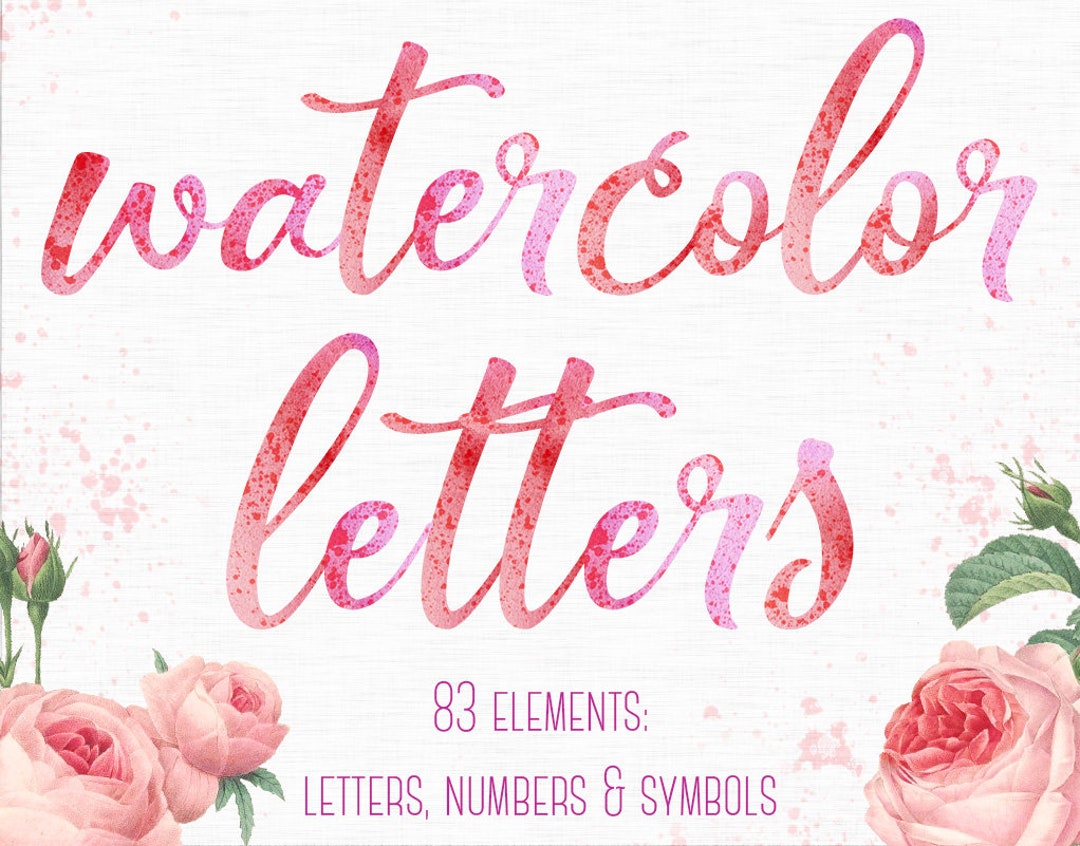 Buy 3 Pay for 2, Pink Watercolor Alphabet Clipart, Watercolor Letters ...