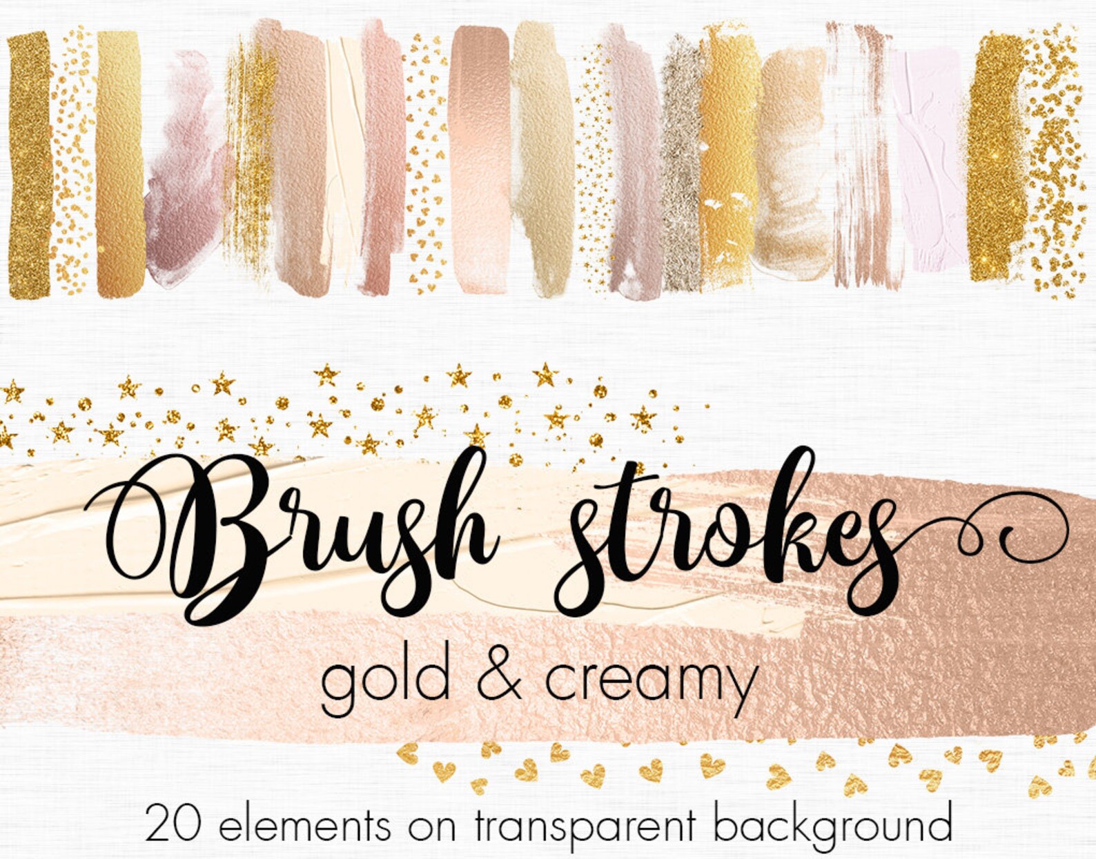 Gold Brush Strokes Clipart Gold Paint Clipart Pastel Paint - Etsy