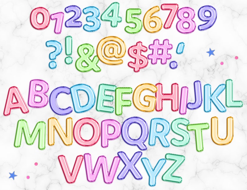 Rainbow Balloon Letters Clipart Colorful Balloon Alphabet | Etsy