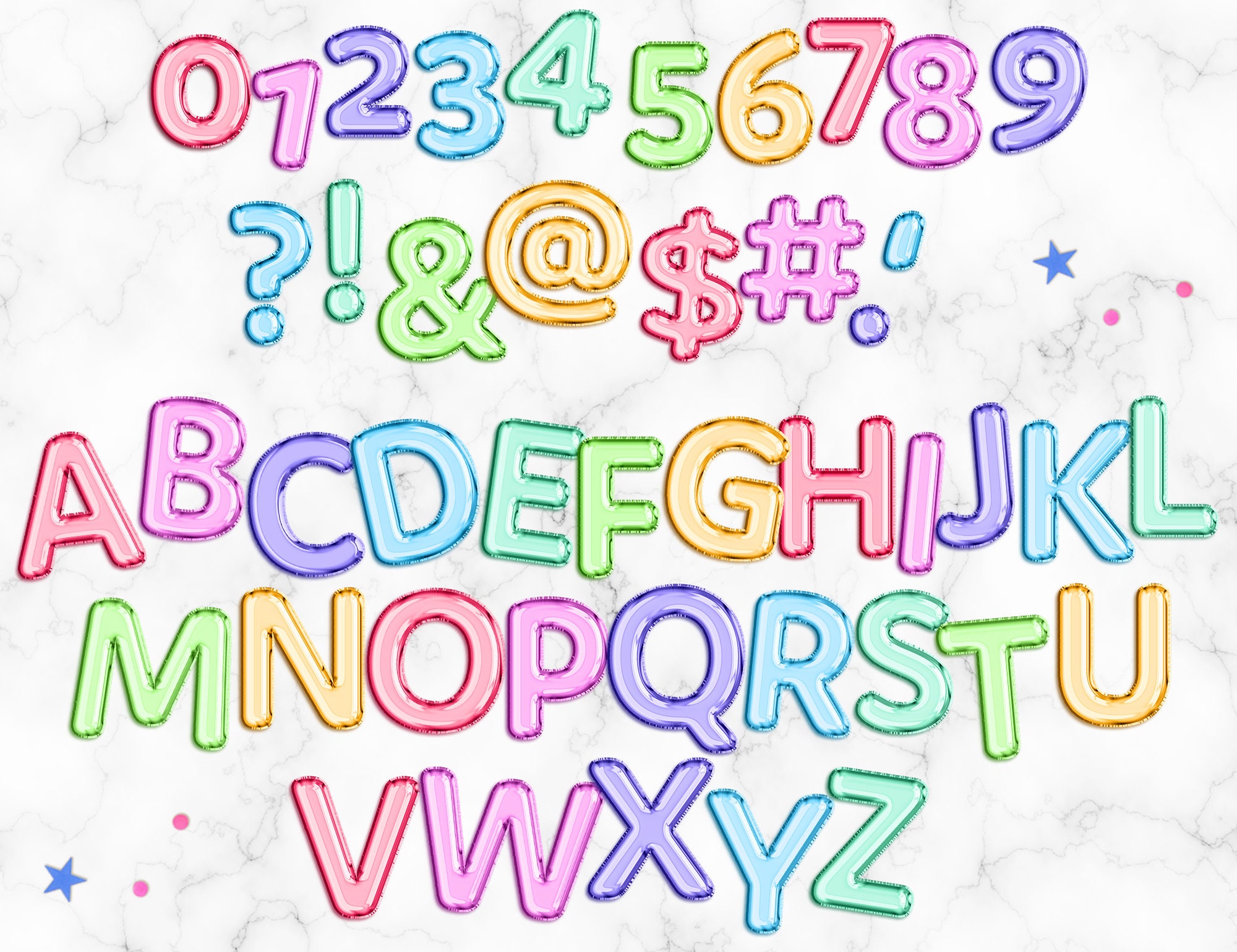 Rainbow Balloon Letters Clipart Colorful Balloon Alphabet - Etsy
