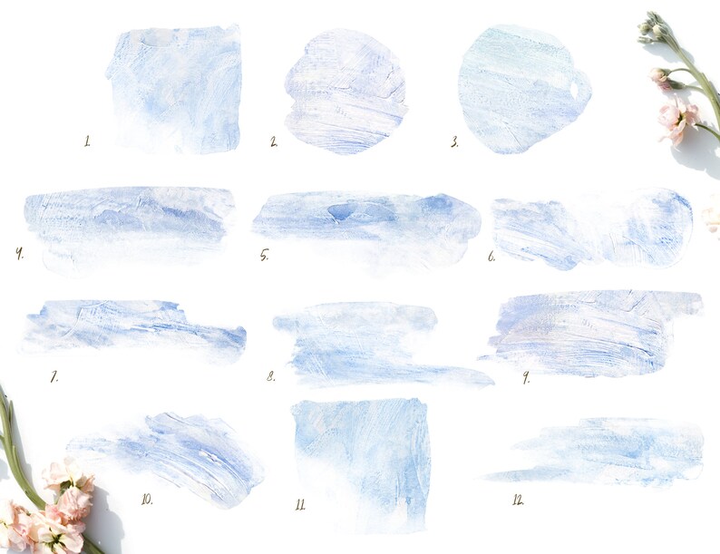 Blue Paint Splotches With Gold Foil Paint Paint Strokes - Etsy