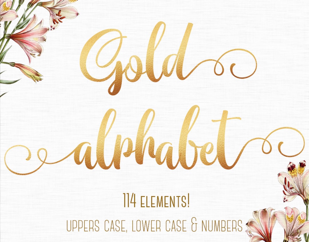 Gold Font, Gold Alphabet Clipart, Gold Foil Alphabet, Gold Letters ...