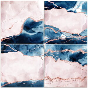 Rose Gold and Watercolor Digital Paper, Rose Gold Foil Papers, Rose ...