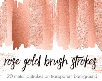 Rose Gold Brush Strokes Rose Gold Clipart Rose Gold - Etsy