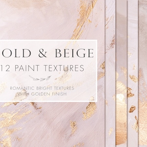 Watercolor Digital Paper With Gold Paint Splatters, Beige Watercolor ...