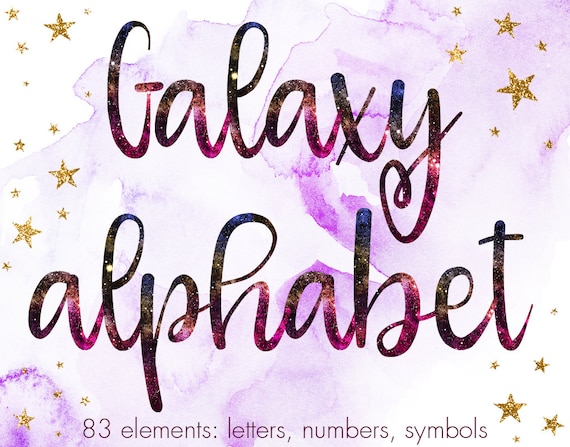 Galaxy Alphabet Clipart Galactic Font Clipart Cosmic Letters | Etsy