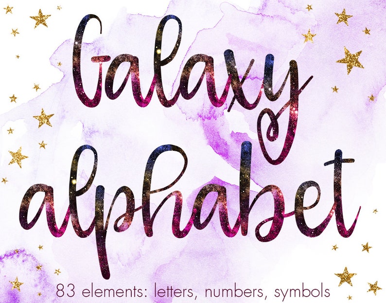 Galaxy Alphabet Clipart Galactic Font Clipart Cosmic Letters | Etsy