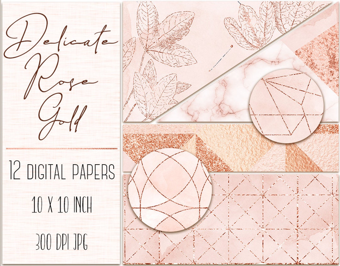 Rose Gold Paper Pack, Rose Gold Digital Paper Clipart, Rose Gold ...