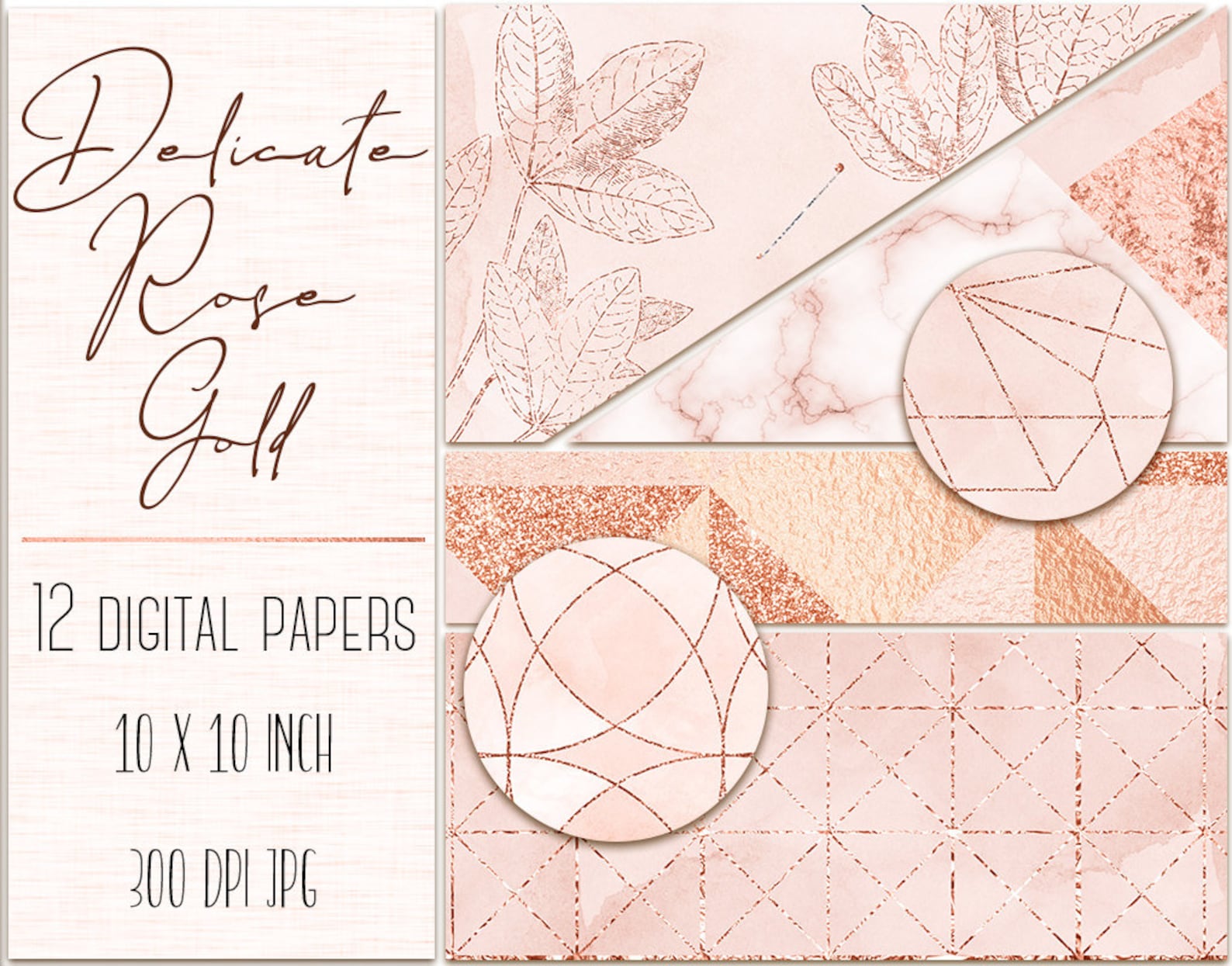 Rose Gold Paper Pack Rose Gold Digital Paper Clipart Rose - Etsy
