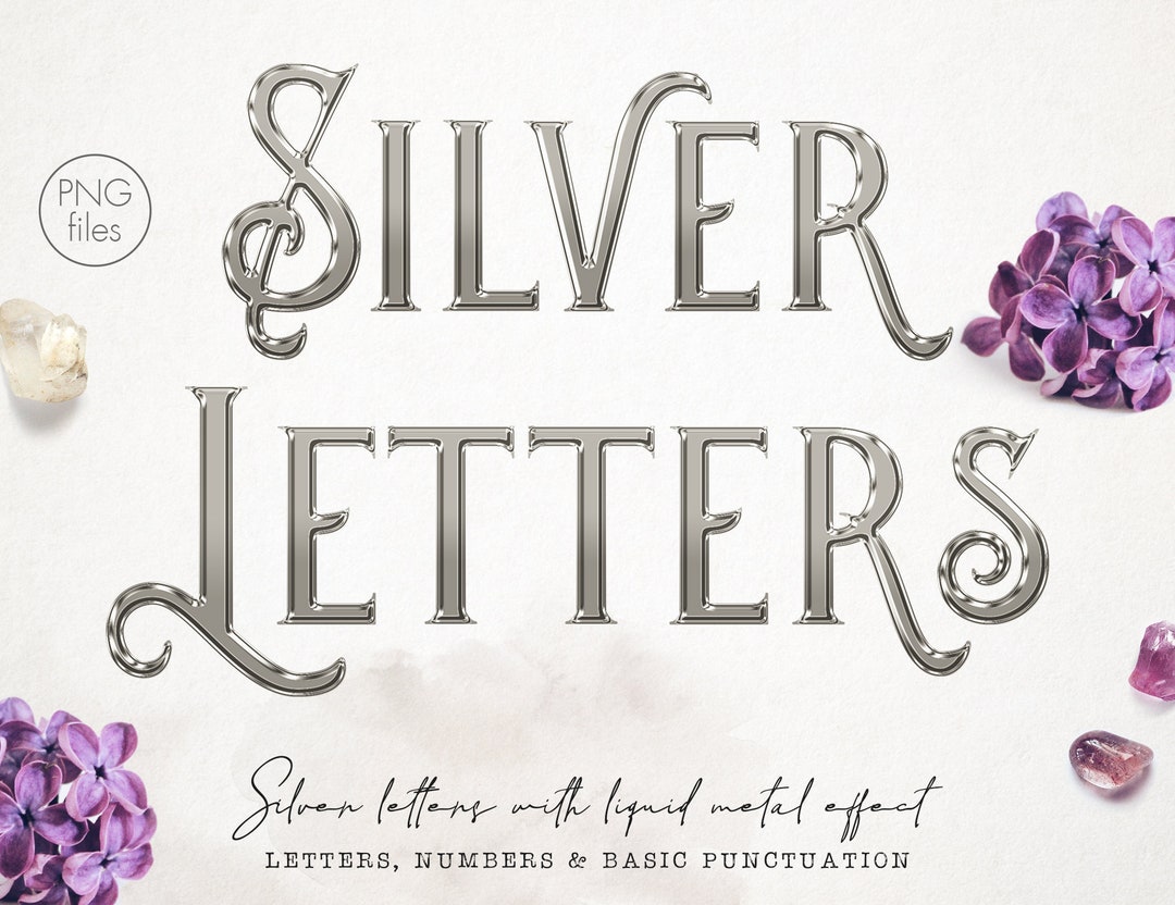 Liquid Silver Alphabet Clipart, Silver Letter Overlays, Liquid Letters ...