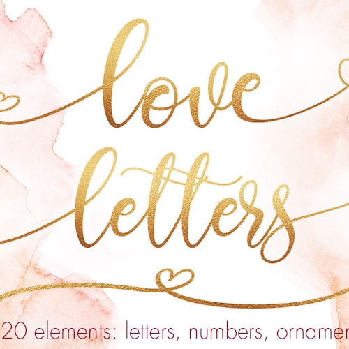 Gold Font Love Letters Gold Alphabet Clipart Gold Foil - Etsy