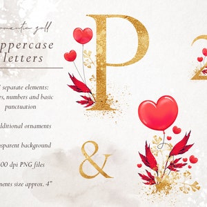 Gold Love Letters, Gold Letters With Hearts, Gold Letters Clipart, Gold ...