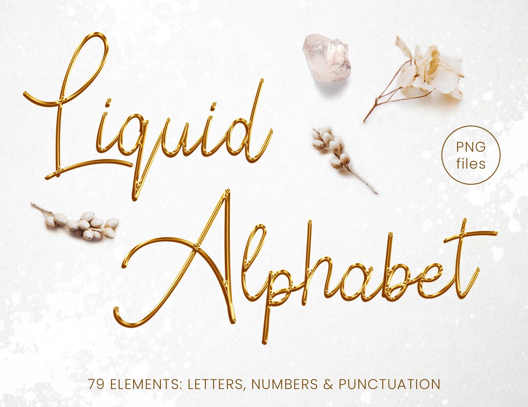 Liquid Gold Letters Clipart, Gold Alphabet, Gold Font Clip Art, Gold ...