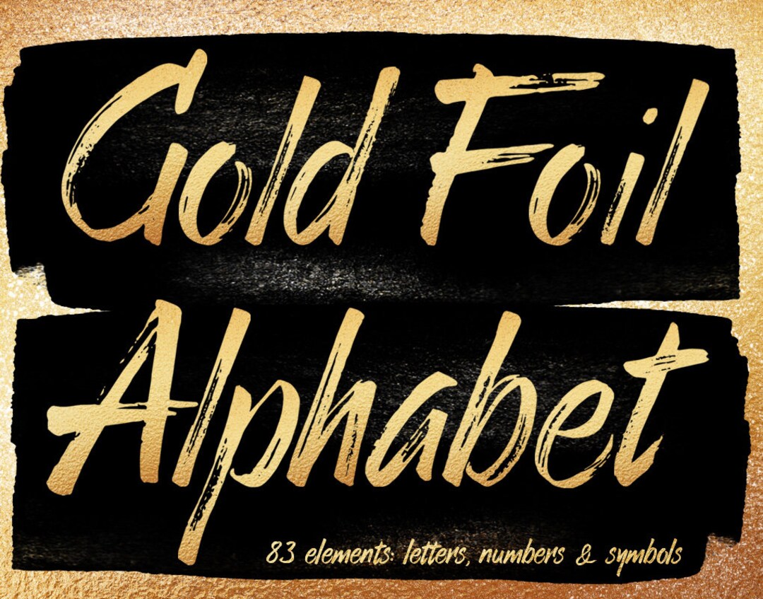Gold Alphabet Clip Art, Gold Foil Alphabet, Gold Letters, Gold Numbers ...
