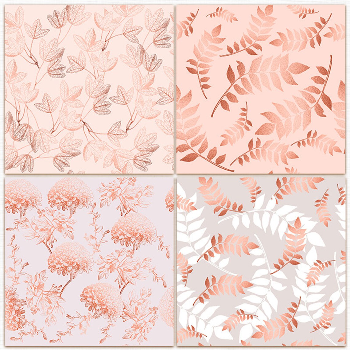 Seamless Floral Digital Paper Rose Gold Seamles Paper - Etsy