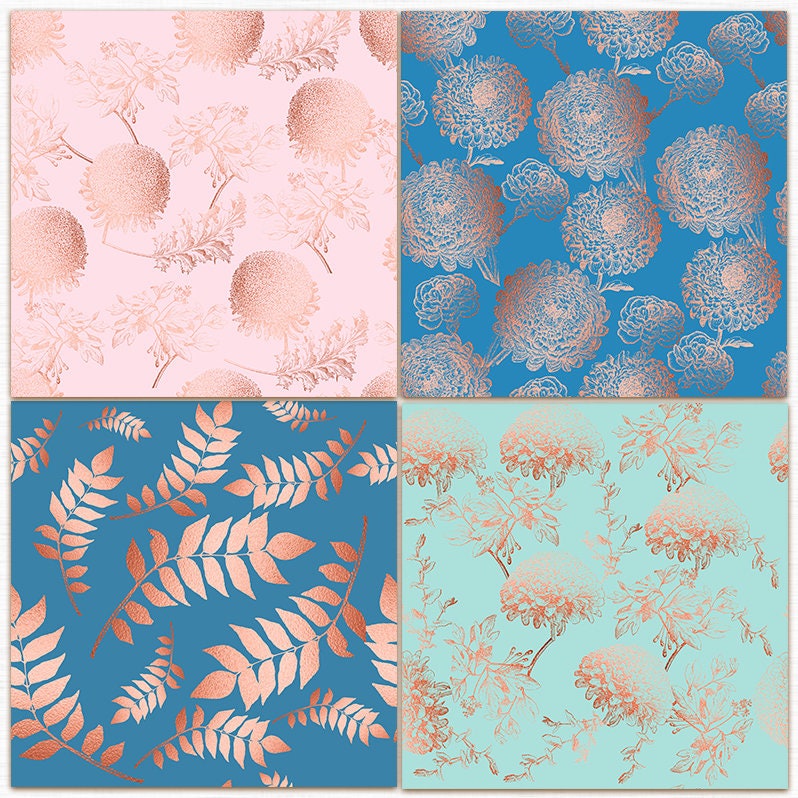 Seamless Floral Digital Paper Rose Gold Seamles Paper - Etsy