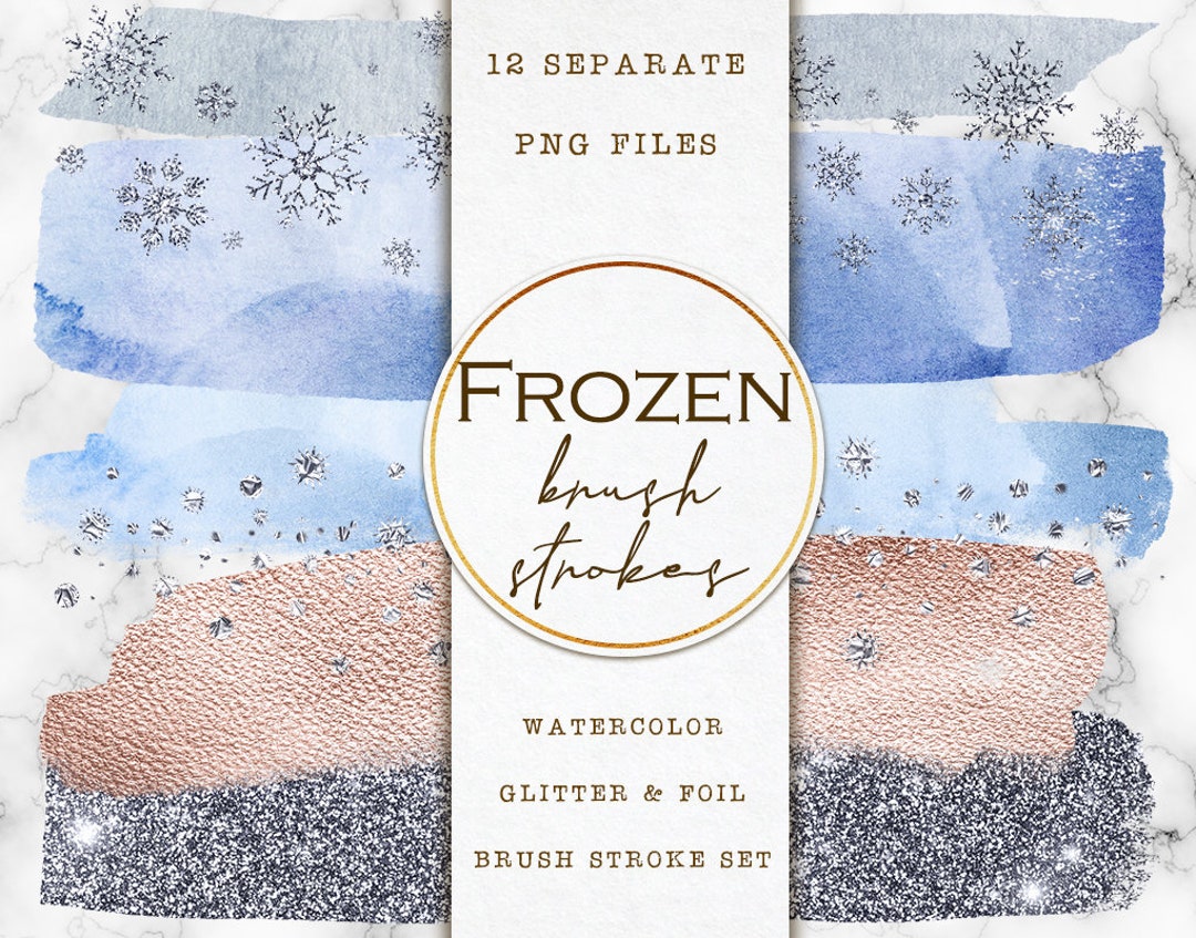 Winter Confetti Brush Strokes, Blue Brush Strokes Clipart, Metallic ...