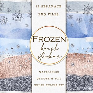 Winter Confetti Brush Strokes, Blue Brush Strokes Clipart, Metallic ...