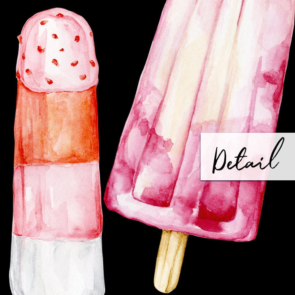 Watercolor Ice Cream Clipart, Watercolor Popsicles, Handpainted Ice ...