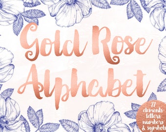 Rose Gold Glitter Alphabet Clipart, Rose Gold Foil Alphabet Clip Art ...