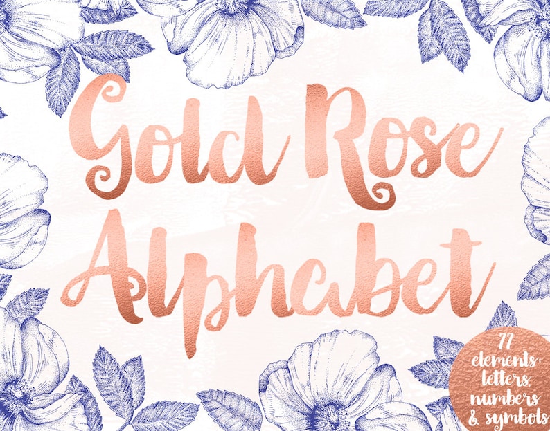Rose Gold Letters Alphabet Clip Art Rose Gold Foil Alphabet - Etsy
