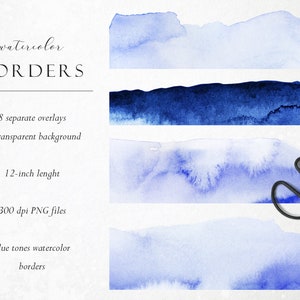 Watercolor Border Overlays, Border Clipart, Blue Border Clip Art ...