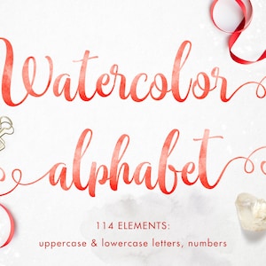 Buy 3 Pay for 2, Red Watercolor Alphabet Clipart, Watercolor Letters ...
