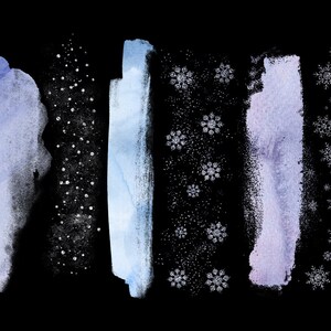 Winter Confetti Brush Strokes, Blue Brush Strokes Clipart, Metallic ...