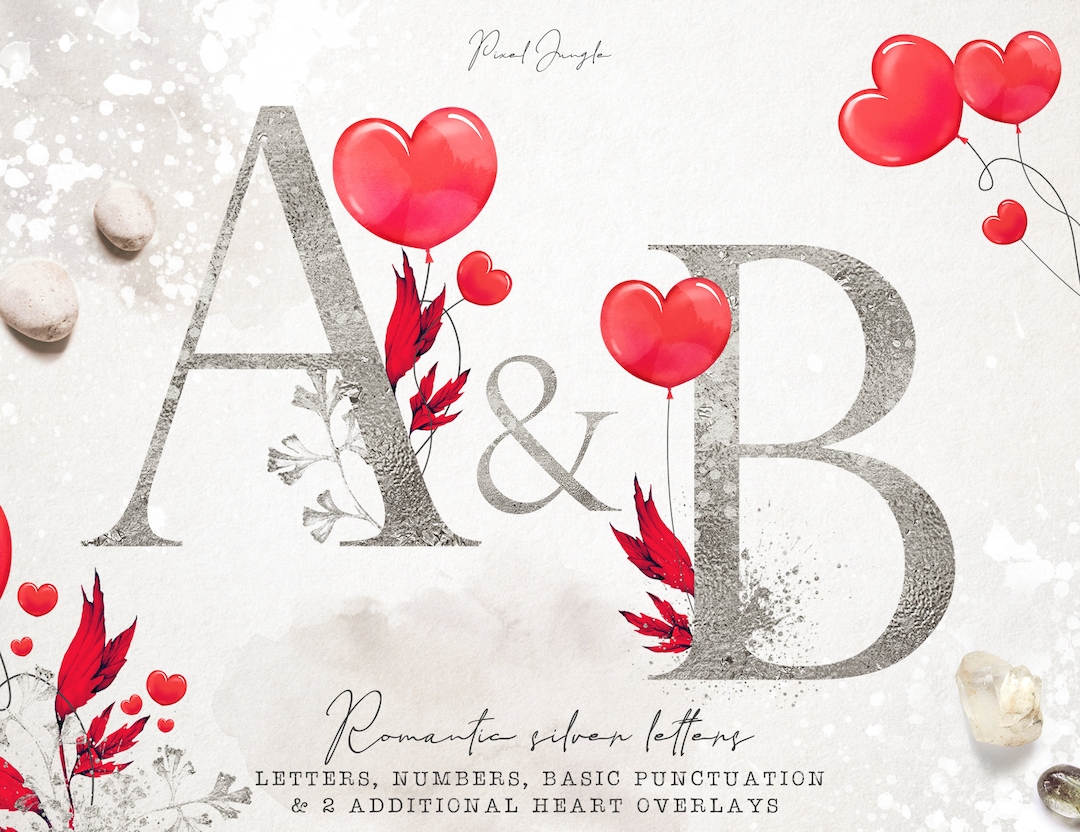 Silver Letters With Hearts, Love Letters, Silver Monogram Letters ...