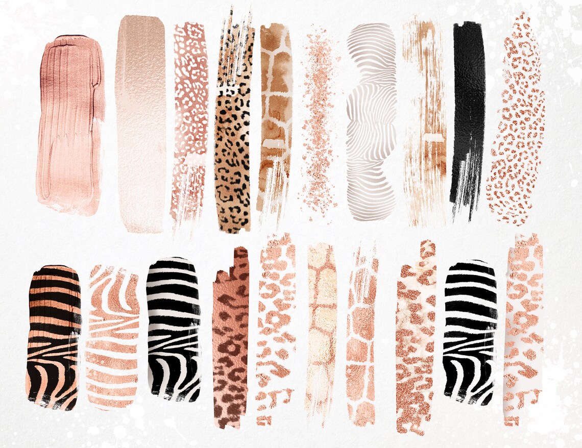Safari Brush Strokes Clipart Rose Gold Brush Strokes Rose - Etsy