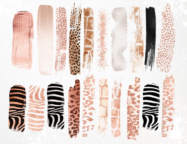 Safari Brush Strokes Clipart Rose Gold Brush Strokes Rose - Etsy