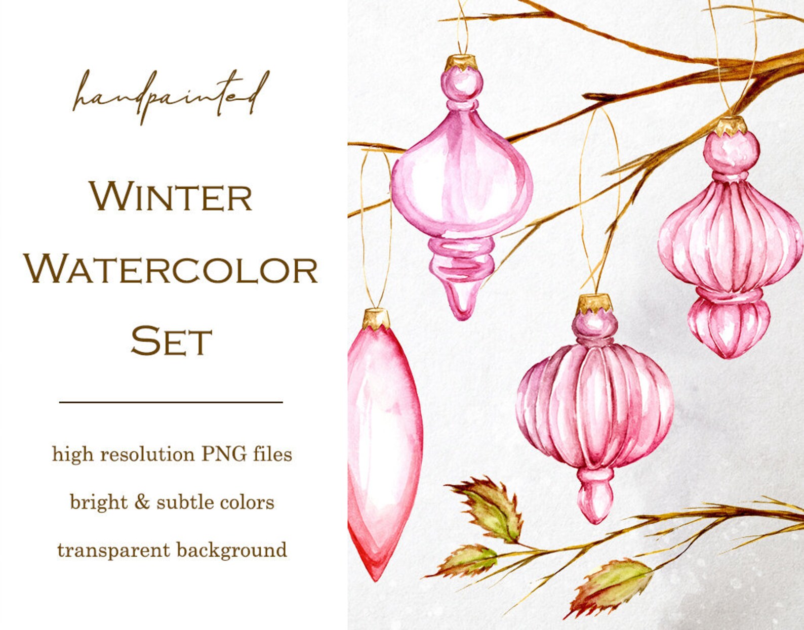 Hand Painted Watercolor Clipart, Christmas Clipart, Watercolour ...