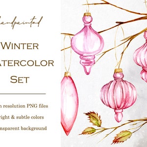 Hand Painted Watercolor Clipart, Christmas Clipart, Watercolour ...