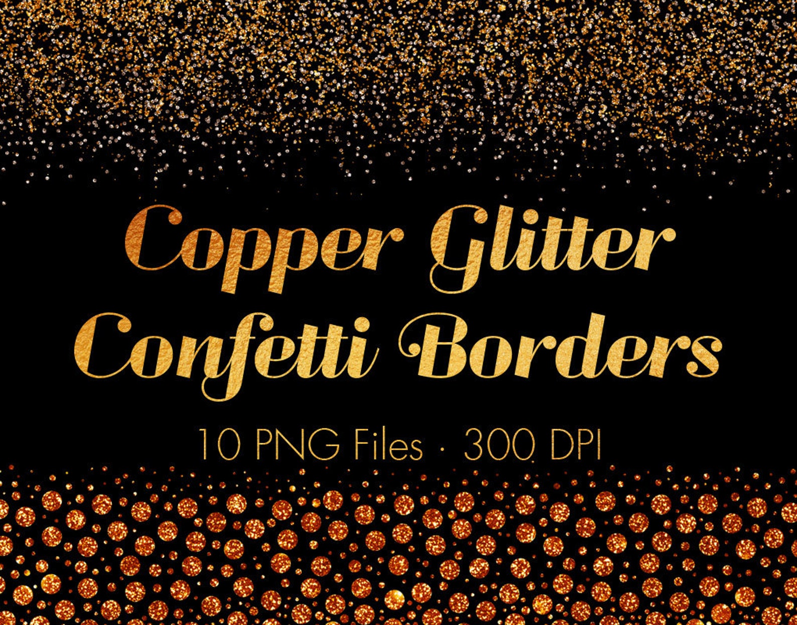Copper Confetti Borders Clipart Confetti Clip Art Copper - Etsy