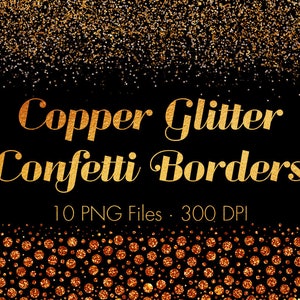Copper Confetti Borders Clipart, Confetti Clip Art, Copper Glitter ...