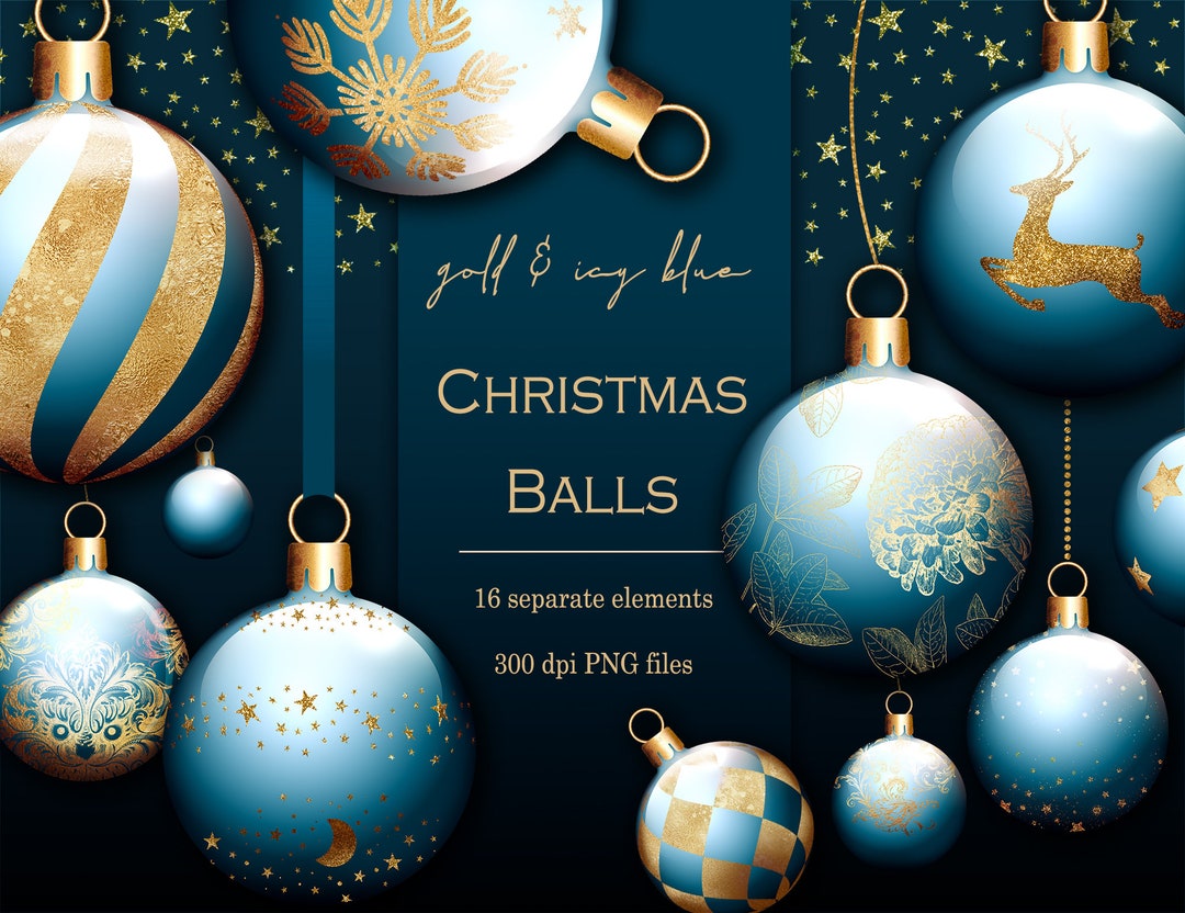 Christmas Baubles Clipart, Blue Christmas Balls, Winter Ornaments ...