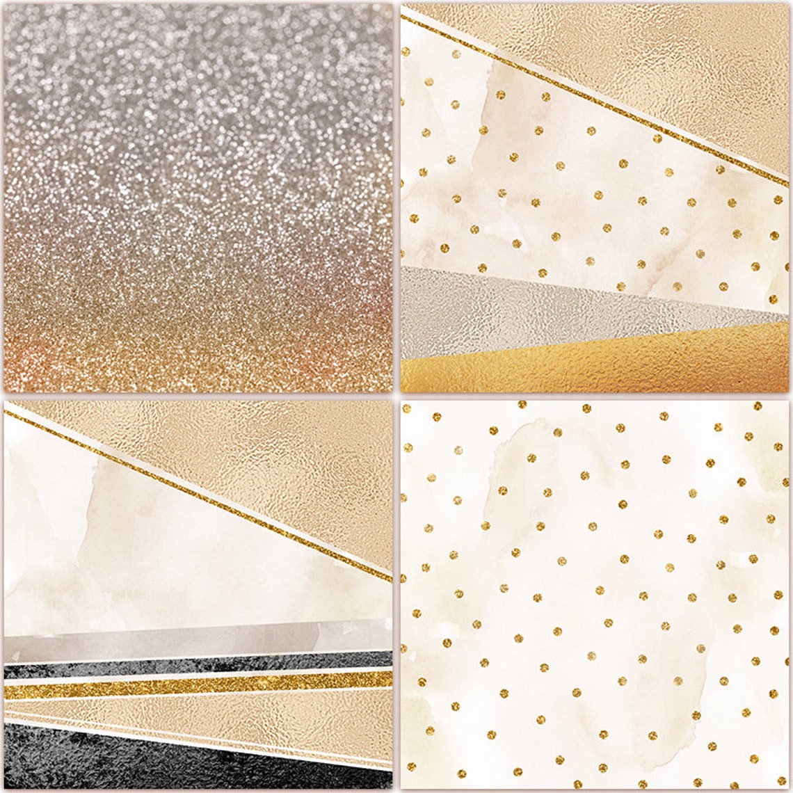 Glitter Digital Paper Clipart Metallic Digital Papers - Etsy