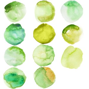 Green Watercolor Circles Clipart, Spring Watercolor Design Elements ...