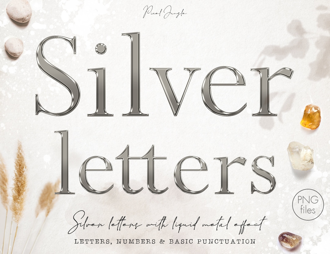Liquid Silver Alphabet Clipart, Silver Letters, Liquid Font Clipart ...