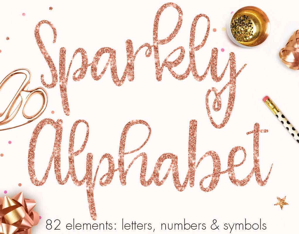 Rose Gold Glitter Alphabet Rose Gold Alphabet Clipart - Etsy